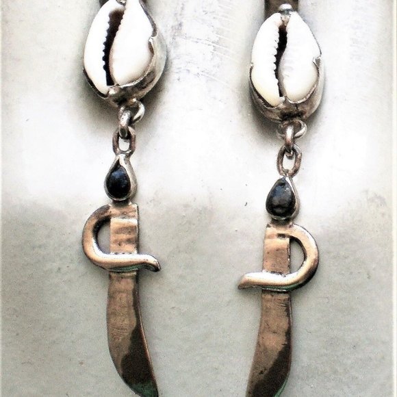 Jewelry | Vintage Artisan Sterling Silver Lapis Shell Dagger Long ...